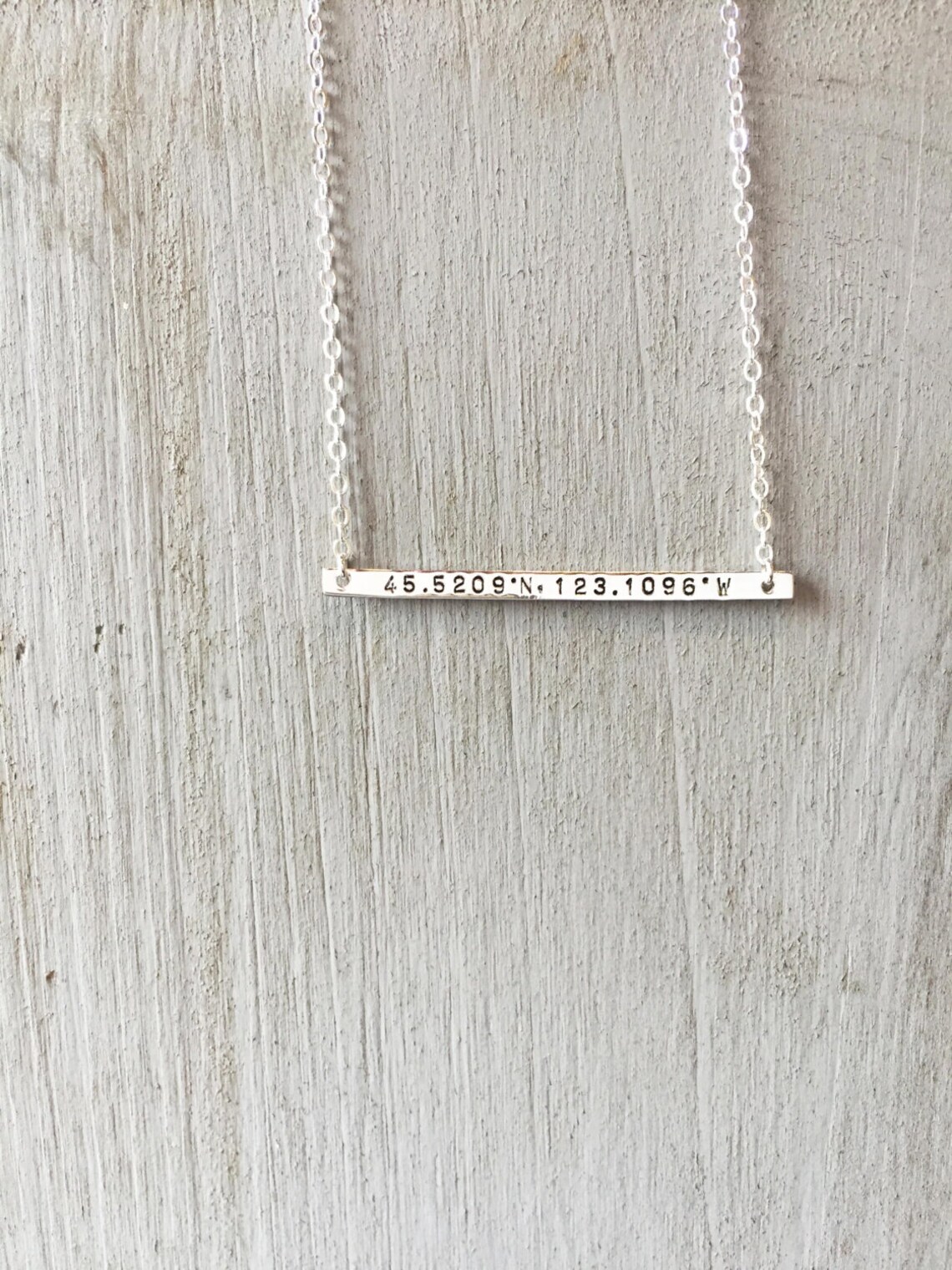 Custom Sterling Silver Bar Necklace Thin Bar Necklace - Etsy