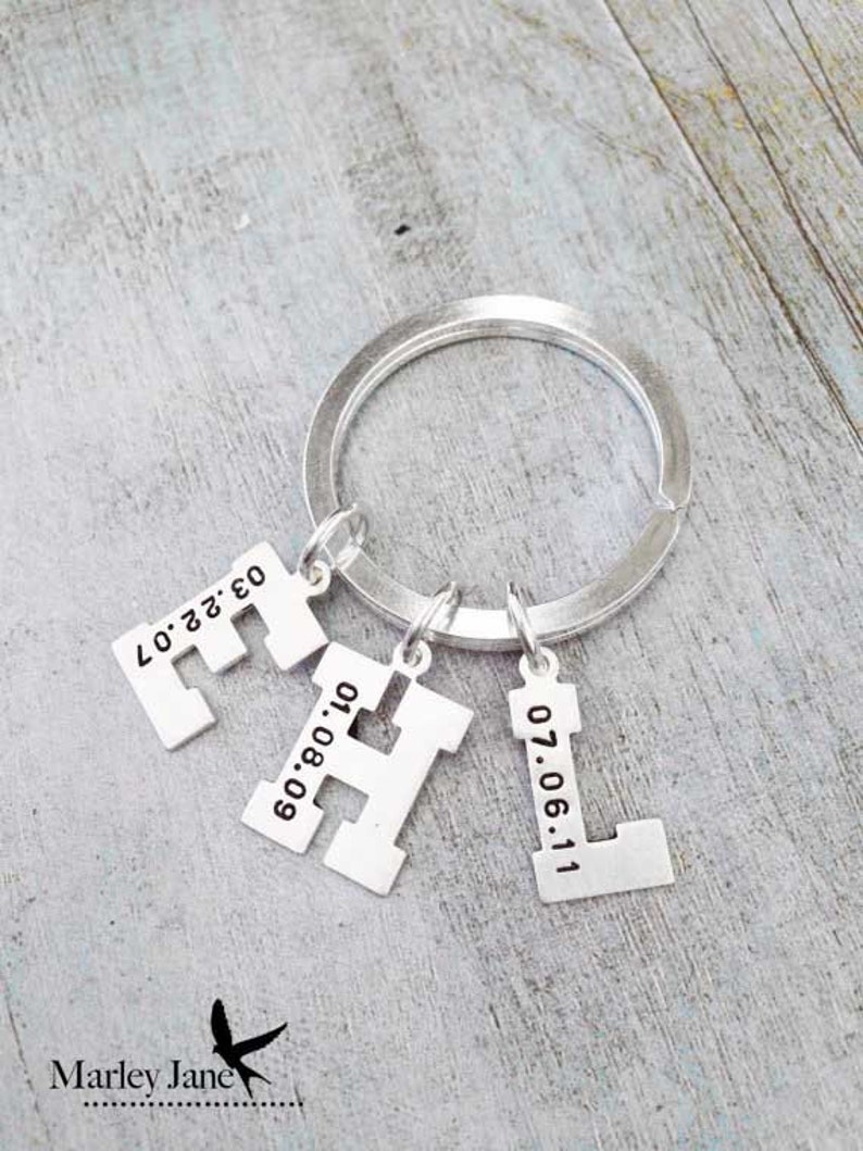 Sterling Silver Custom Initials Keychain Sterling Silver - Etsy