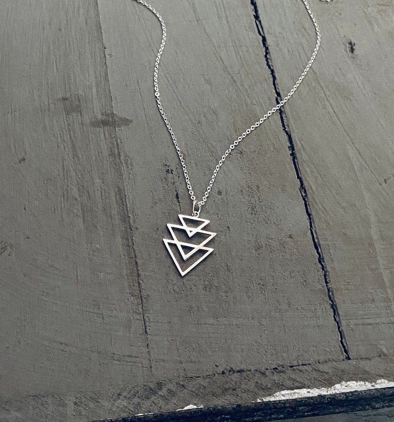 Sterling Silver Triangle Necklace Layering | Etsy