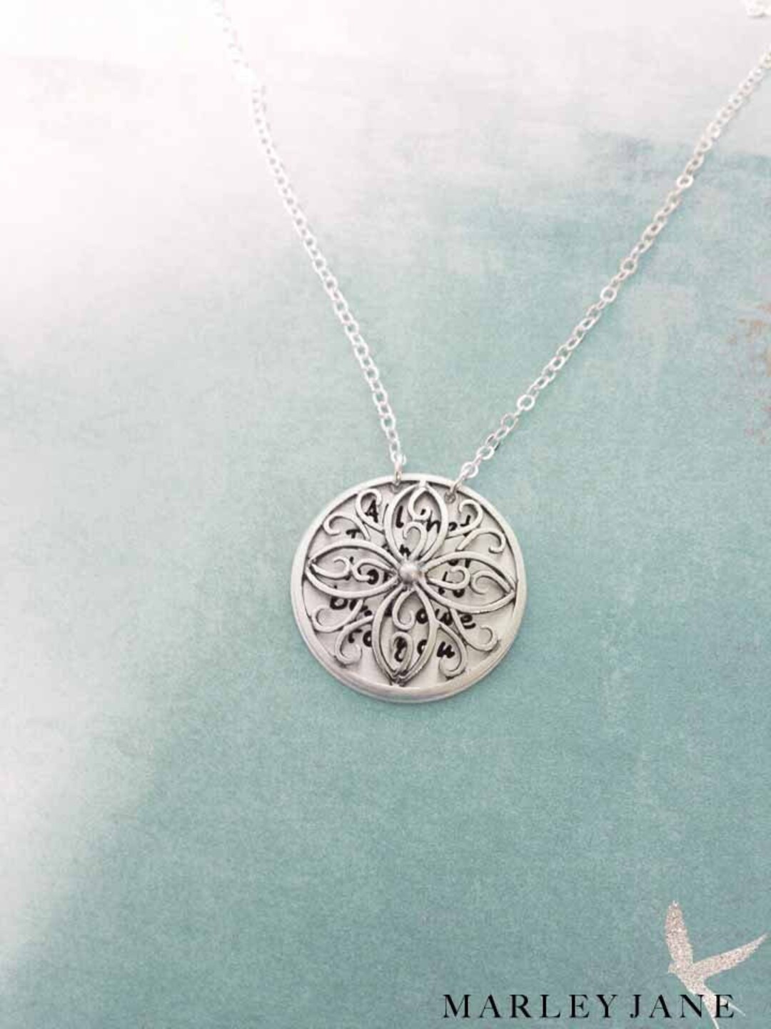 Secret Message Necklace Sterling Silver Flower Filigree - Your Secret ...
