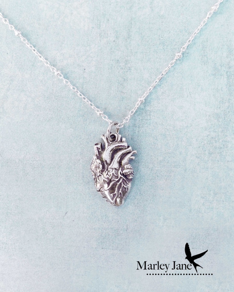 Sterling Silver Anatomical Heart Necklace or Golden Real Heart - Etsy