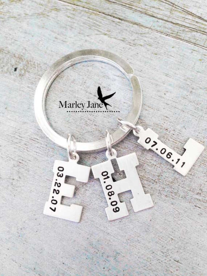 Sterling Silver Custom Initials Keychain Sterling Silver - Etsy