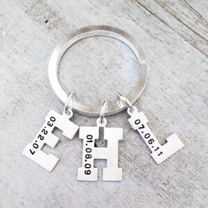Sterling Silver Custom Initials Keychain Sterling Silver Letter Keyring ...
