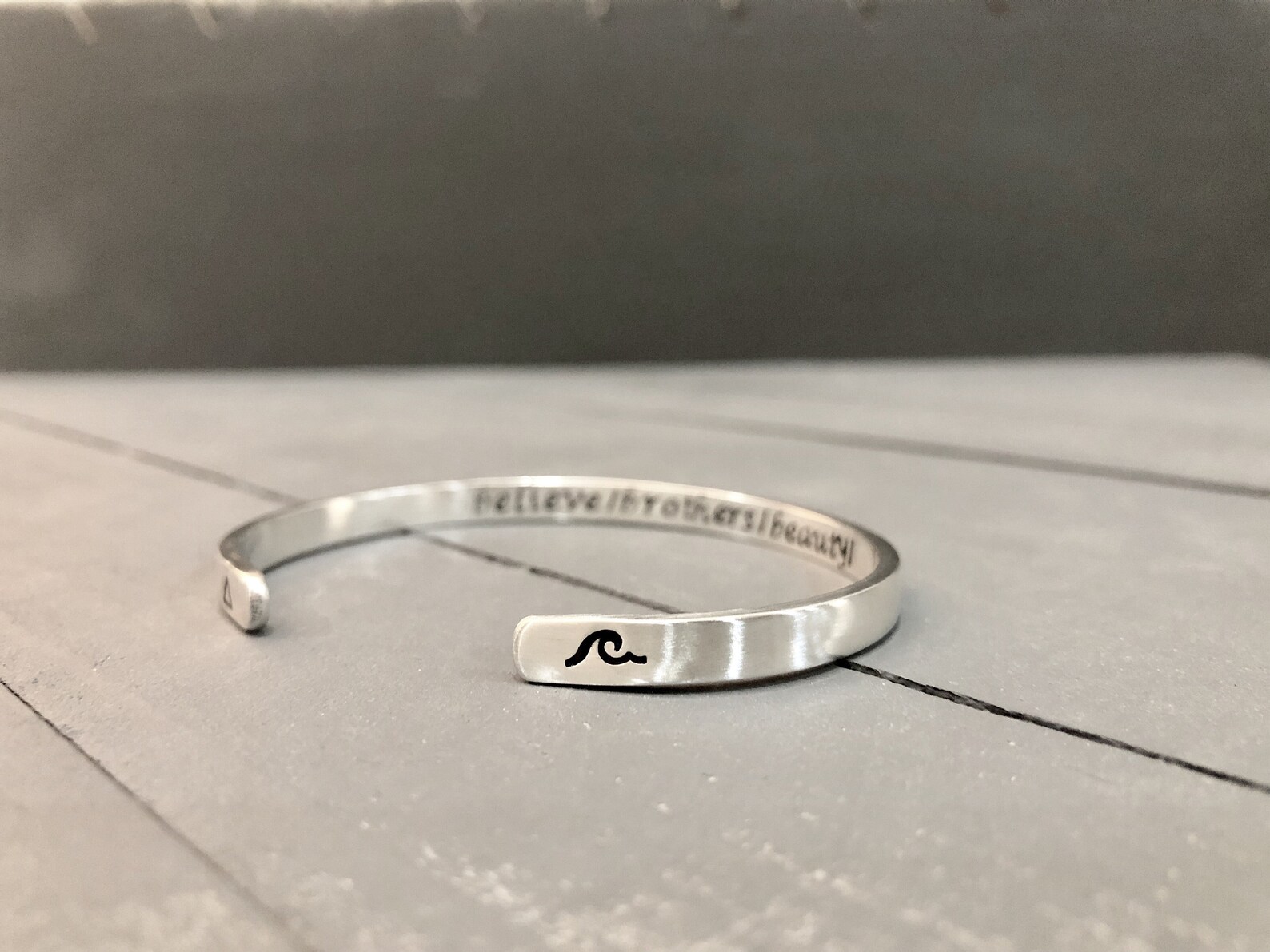 Sterling Silver Child’s Cuff Bracelet - Custom Matte Silver Message ...