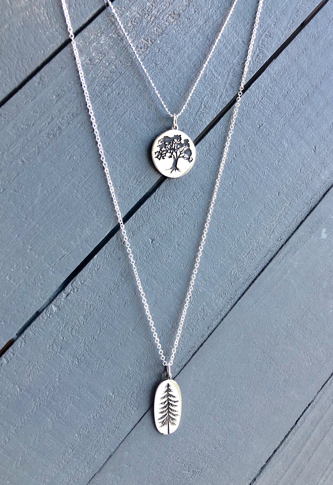 Sterling Silver Oak Tree Necklace - Etsy