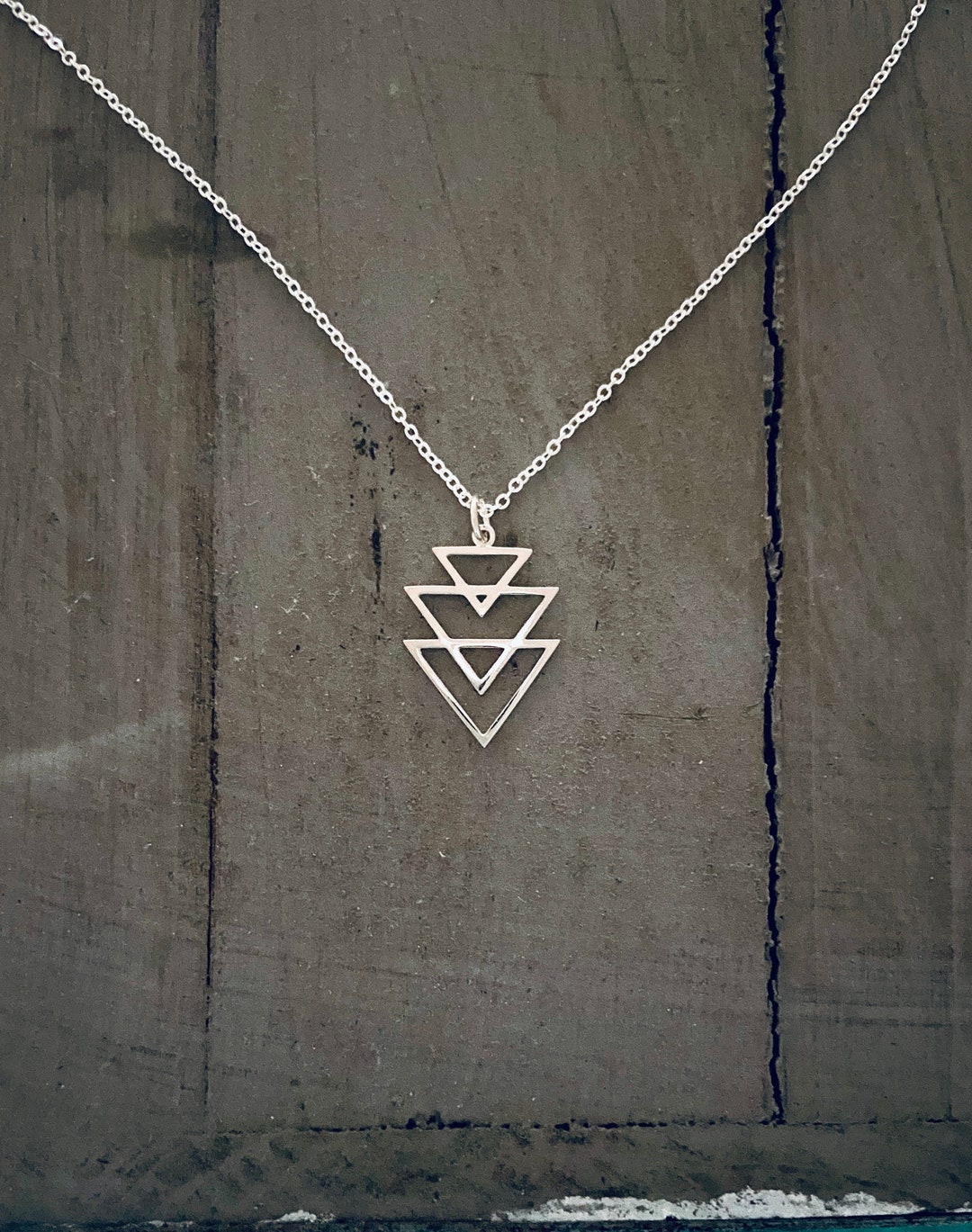 Sterling Silver Triangle Necklace Layering - Etsy