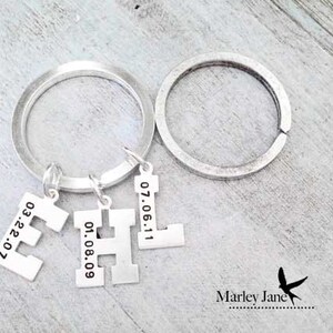 Sterling Silver Custom Initials Keychain Sterling Silver Letter Keyring ...