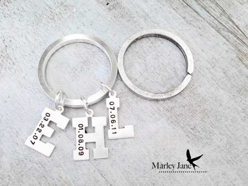 Sterling Silver Custom Initials Keychain Sterling Silver - Etsy