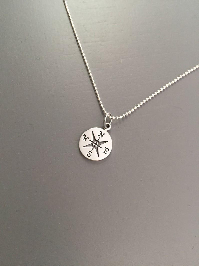 Sterling Silver Compass Necklace - Etsy