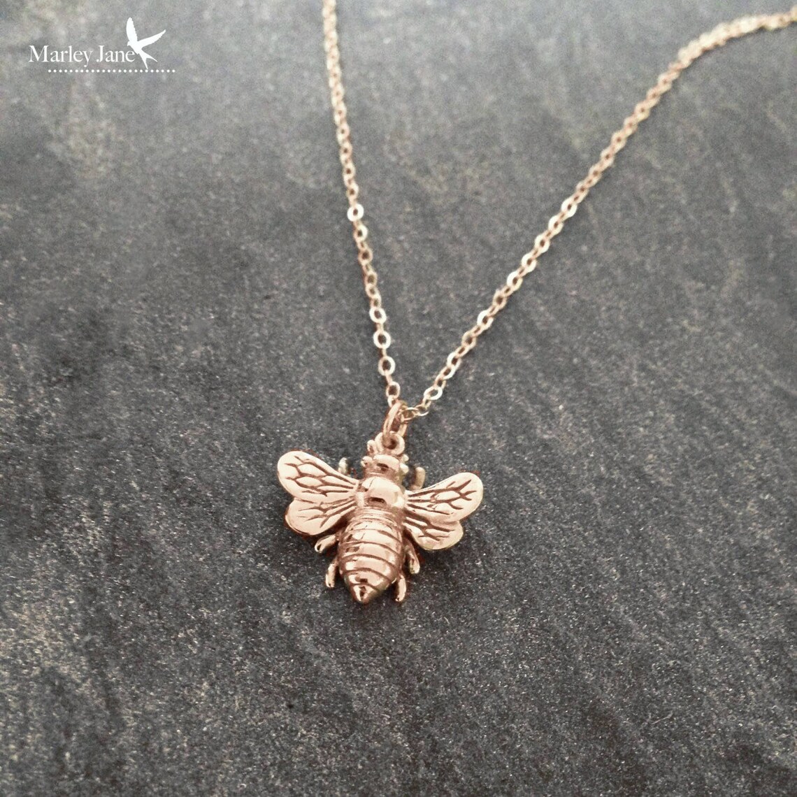 Rose Gold Bee Necklace - Etsy