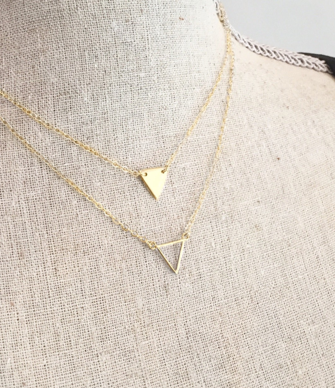 Gold Triangle Necklace Small Tiny Layering - Etsy
