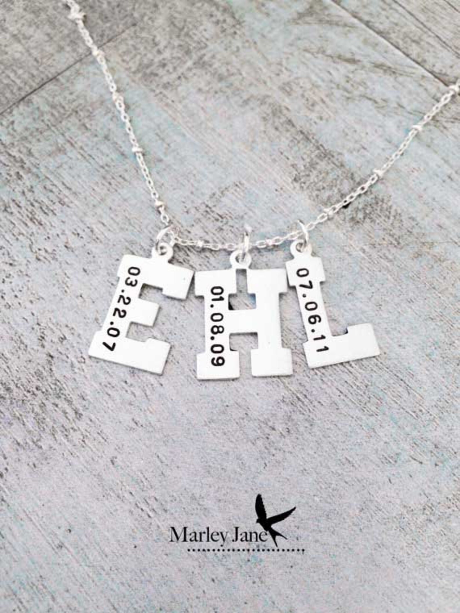 Sterling Silver Custom Initials Necklace Sterling Silver - Etsy