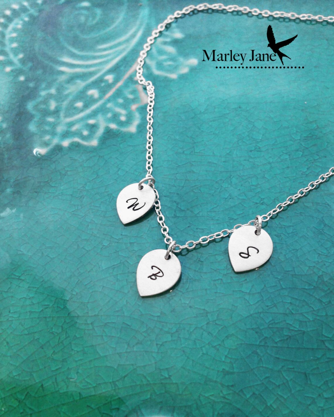 Small Sterling Silver Leaf Initials Necklace Never Leave Me - Etsy