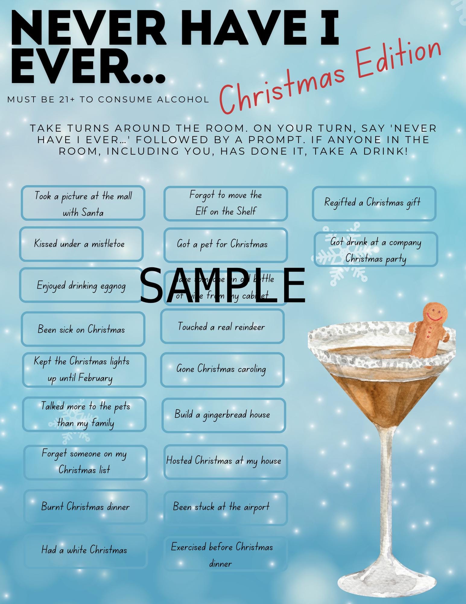 Printable Christmas never Have I Ever Game - Etsy