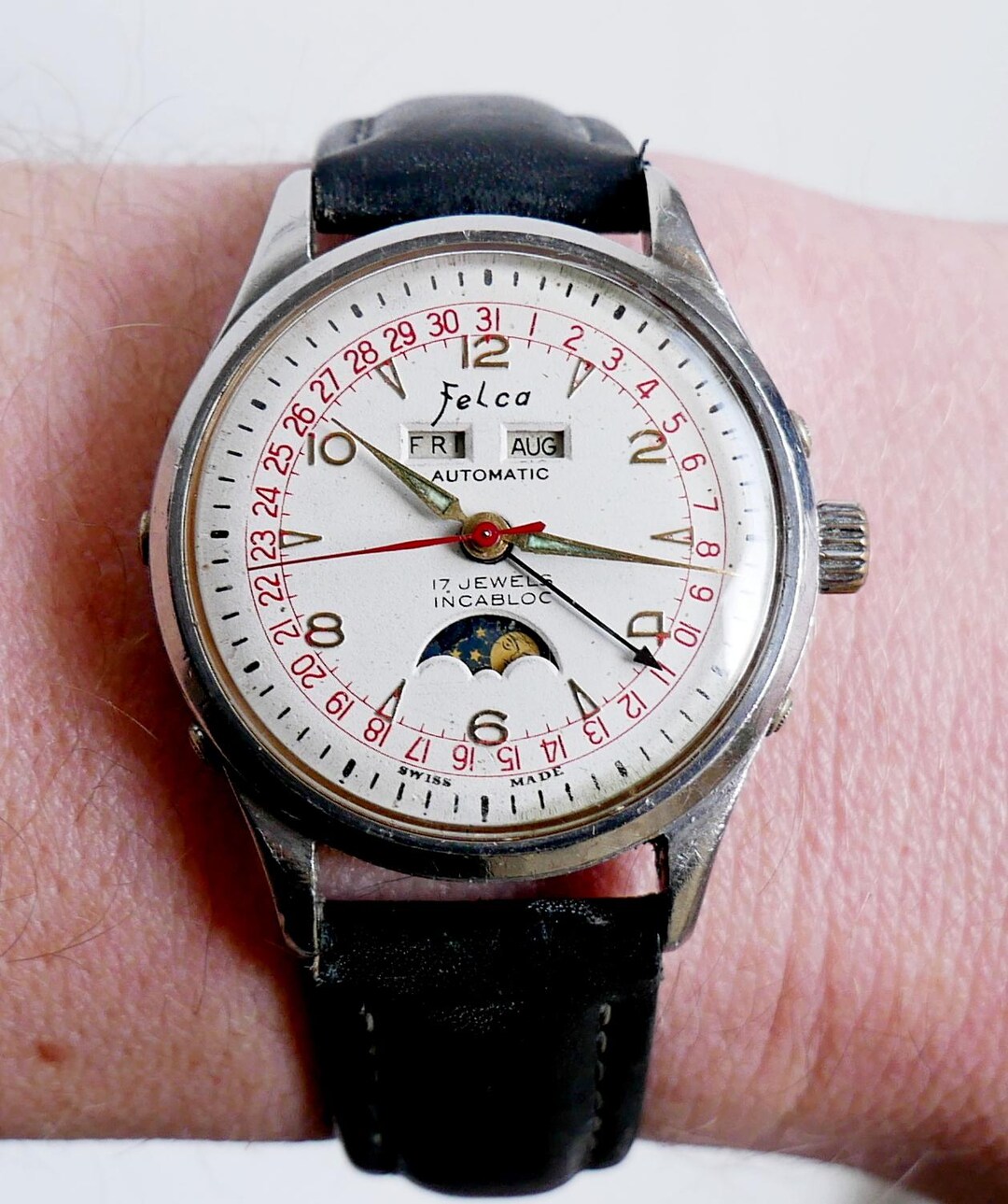 Felca Automatic Triple Date Moon Phase Felsa 693 Bidynator - Etsy