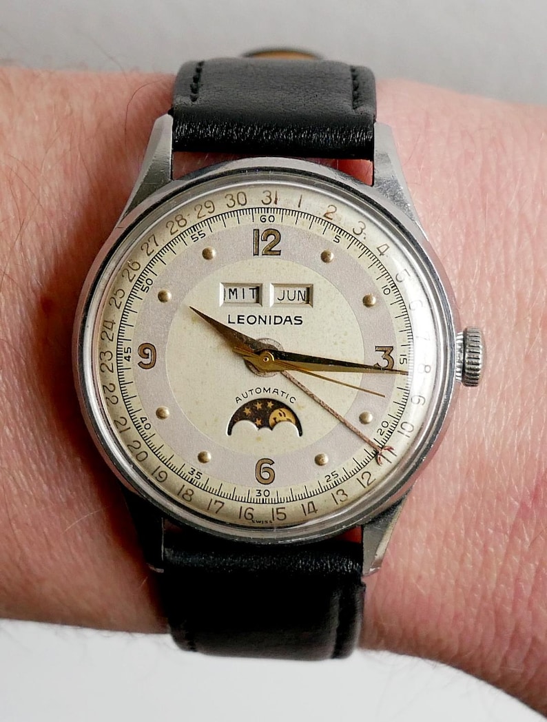 Leonidas Triple Date Moon Phase Bydinator Felsa 693 Automatic Bicolor ...