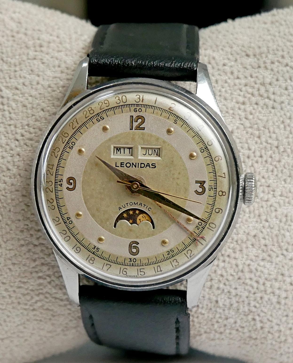 Leonidas Triple Date Moon Phase Bydinator Felsa 693 Automatic Bicolor ...