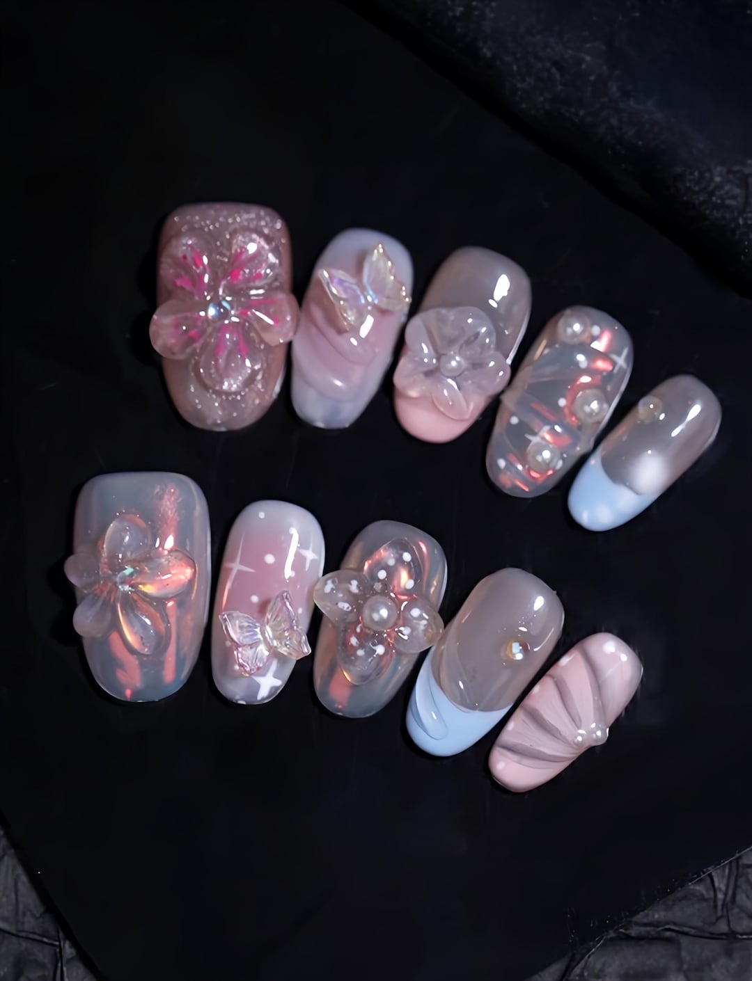 Crystal Bae - 3D Homemade Press-on Nails - Etsy