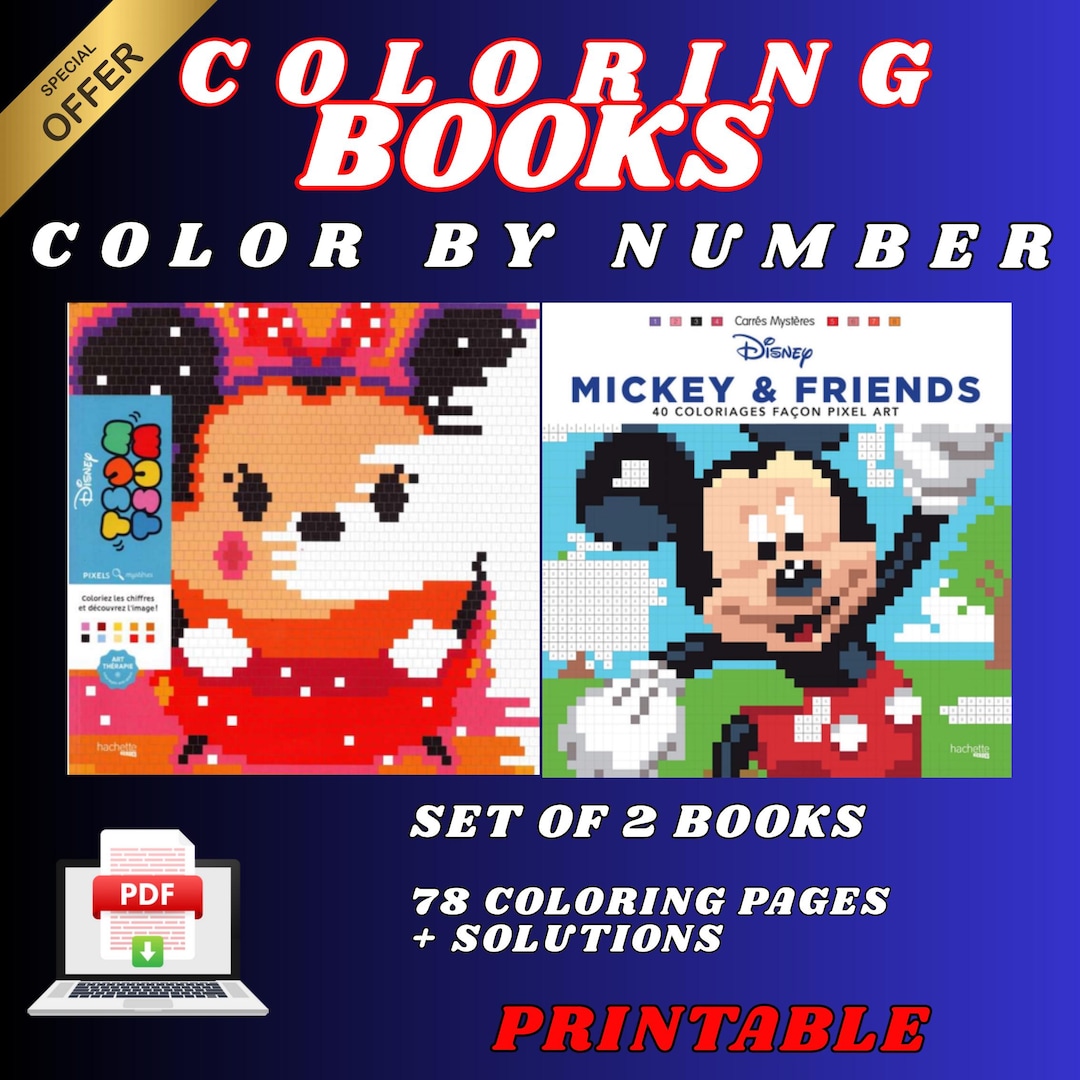 Color by Number Books, Set of 2 Printable 78 Pages (PDF) - Etsy UK