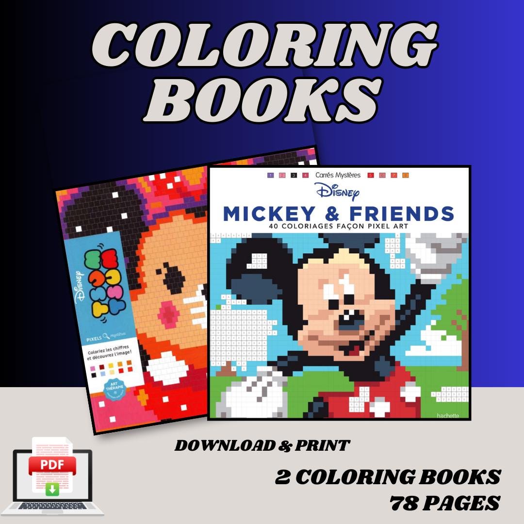 Color by Number Books, Set of 2 Printable 78 Pages (PDF) - Etsy