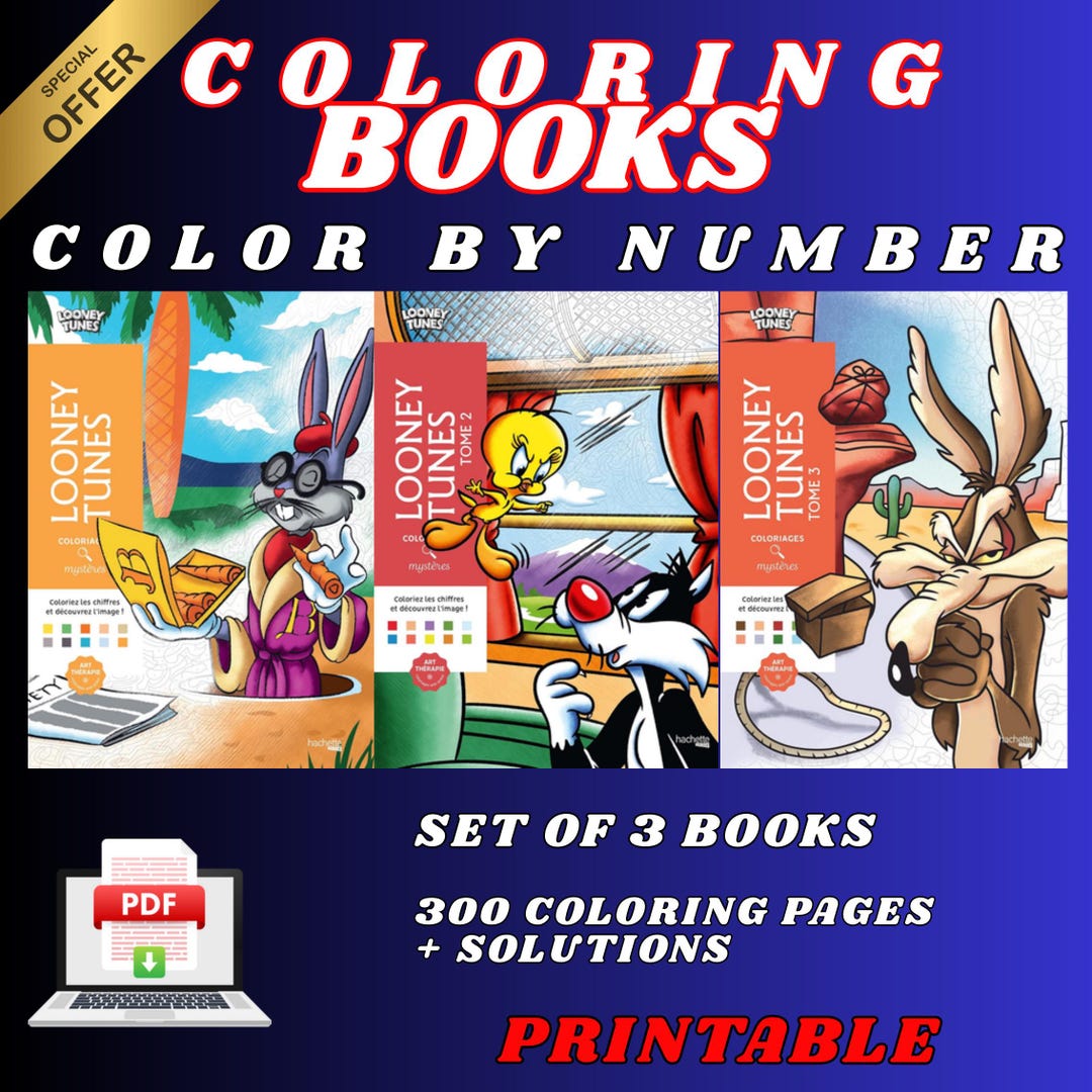 Cartoons Color by Number Books: 300 Pages (digital Download) - Etsy