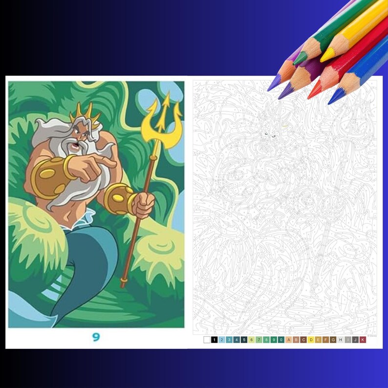 Mermaid Color by Number Book: 50 Pages Printable (PDF Digital Download ...
