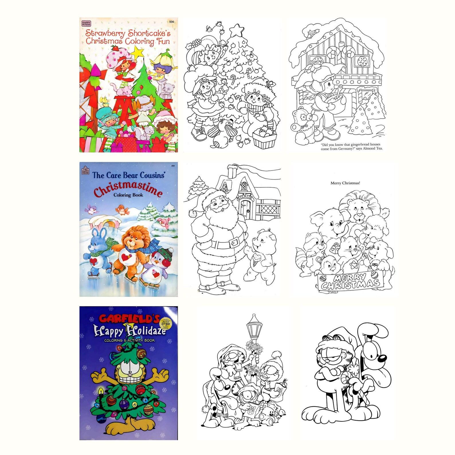 Vintage Christmas Coloring Books Set of 8 Printable 392 Pages PDF ...