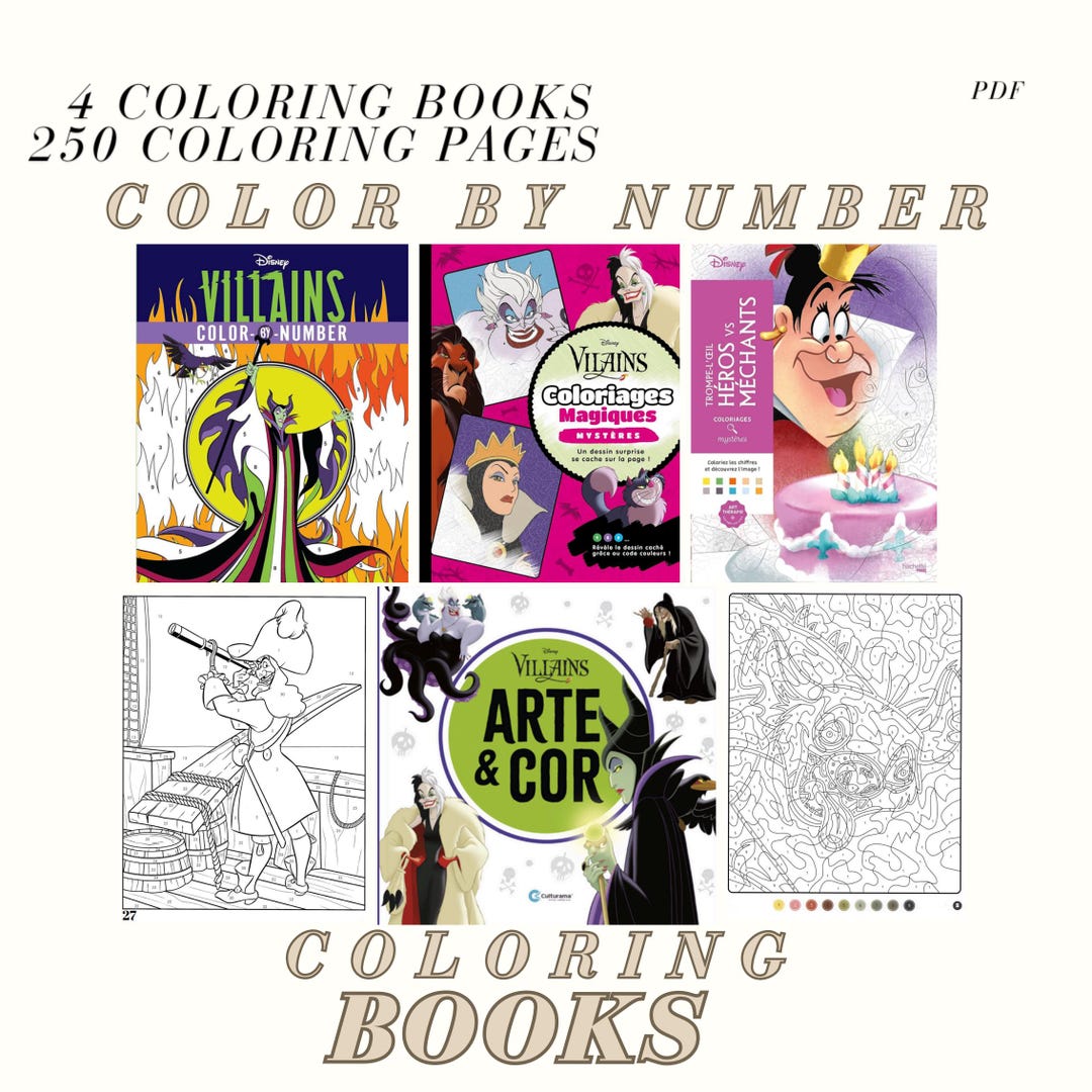 Villains Color by Number Book Set: Retro Cartoon Art (PDF Download) - Etsy