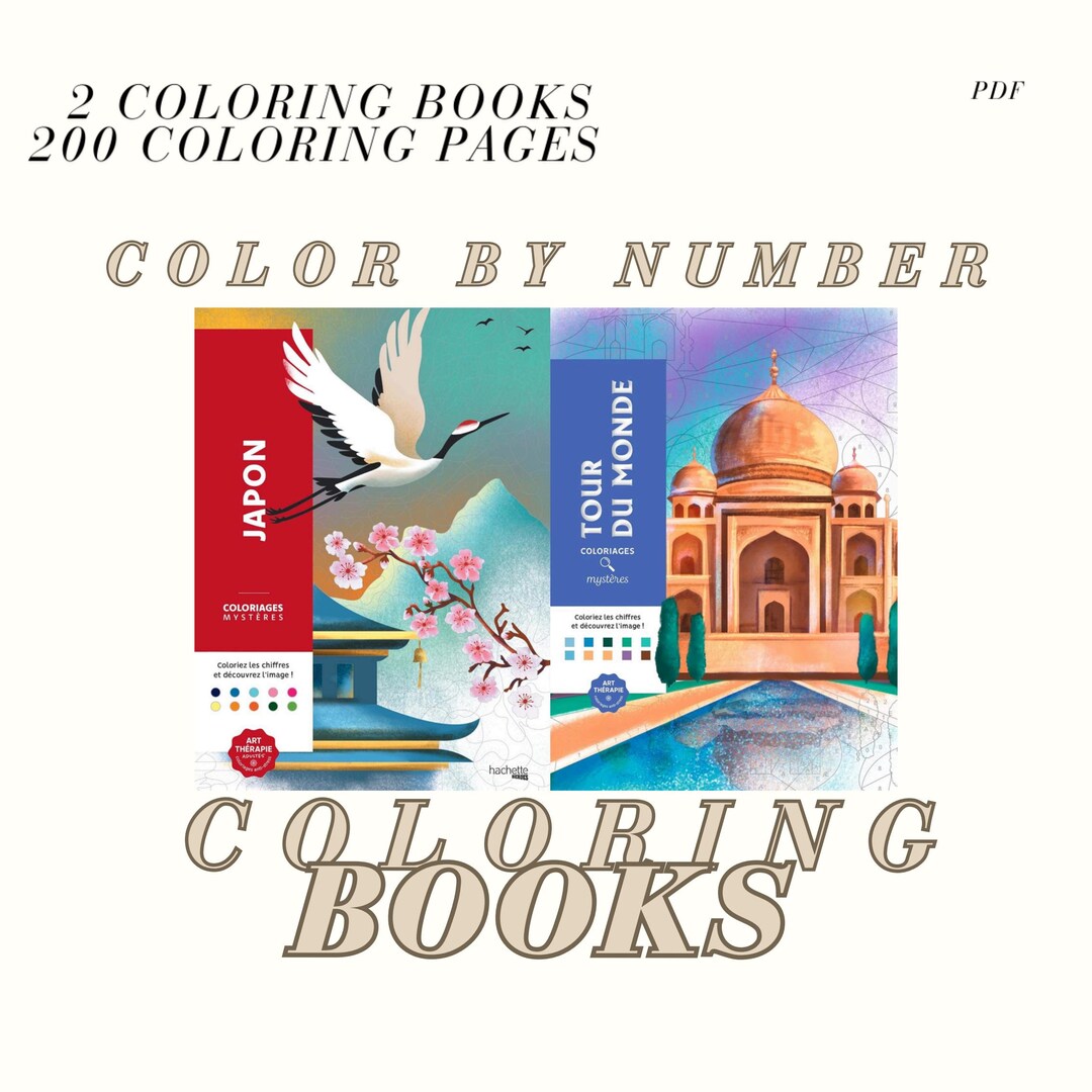 Color by Number Books Set of 2 Printable 200 Pages PDF Instant Digital ...
