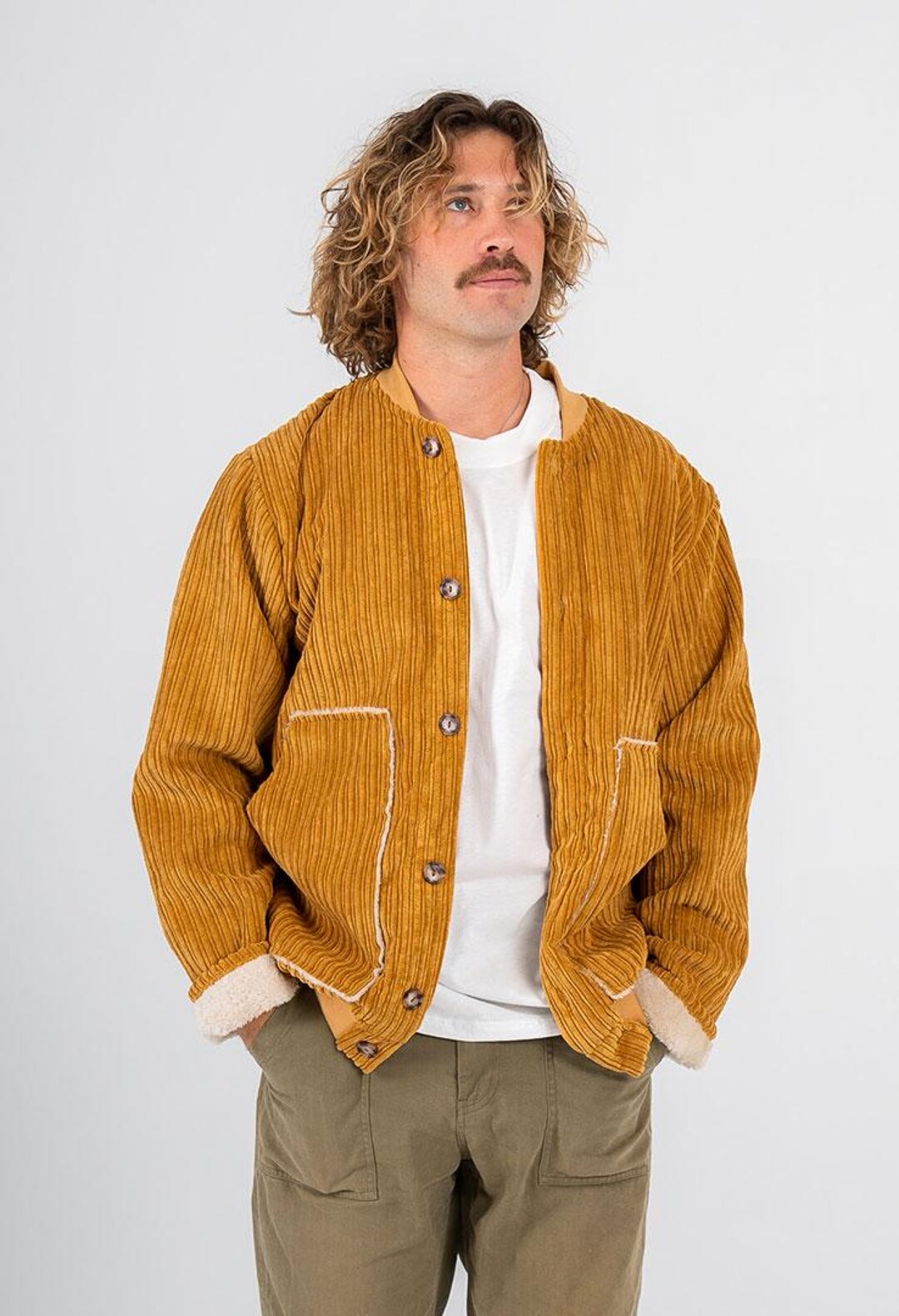 Warm retro Cord Jacket in Mustard and Olive, Teddy, Cord, Adventure ...