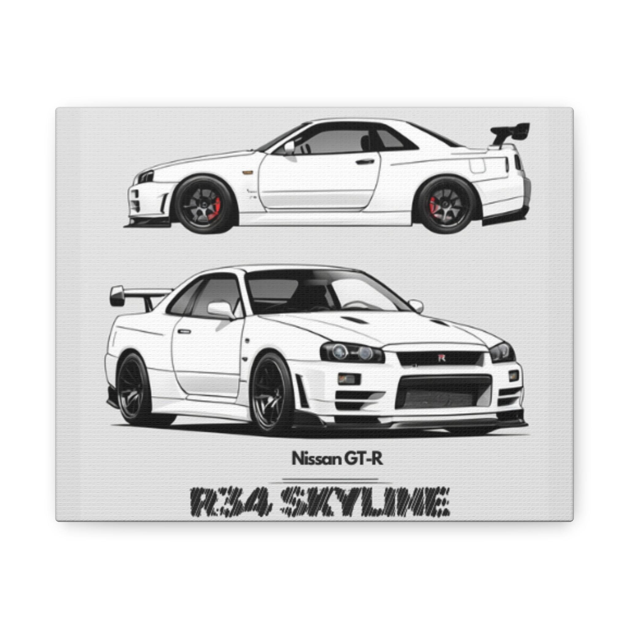 Nissan GT-R R34 Skyline Canvas Gallery Wrap for Car Enthusiasts ...