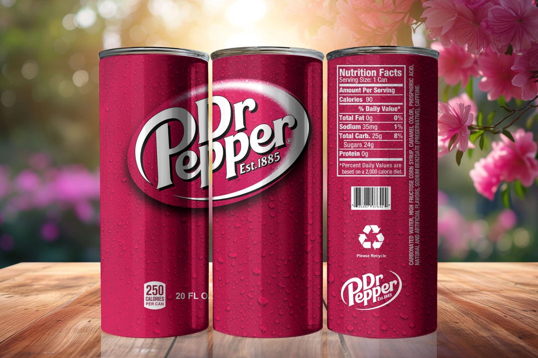 20oz Skinny Dr. Pepper Tumbler, Dr. Pepper Tumbler Sublimation PNG ...