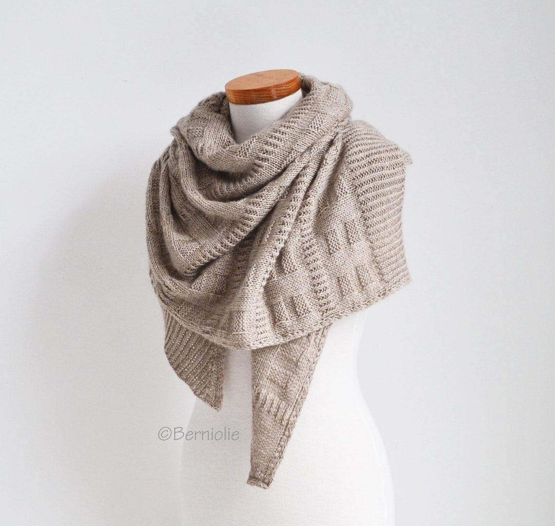 Knitted Shawl Pattern, TILES, Triangle Knitted Scarf, Worked Sideways ...