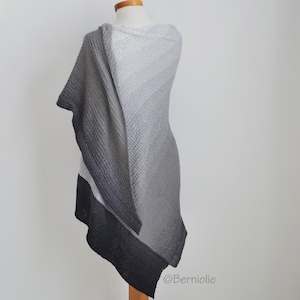 Knitted Shawl Pattern - SHADOW, Knitted Wrap, Gradient Triangle Wrap ...