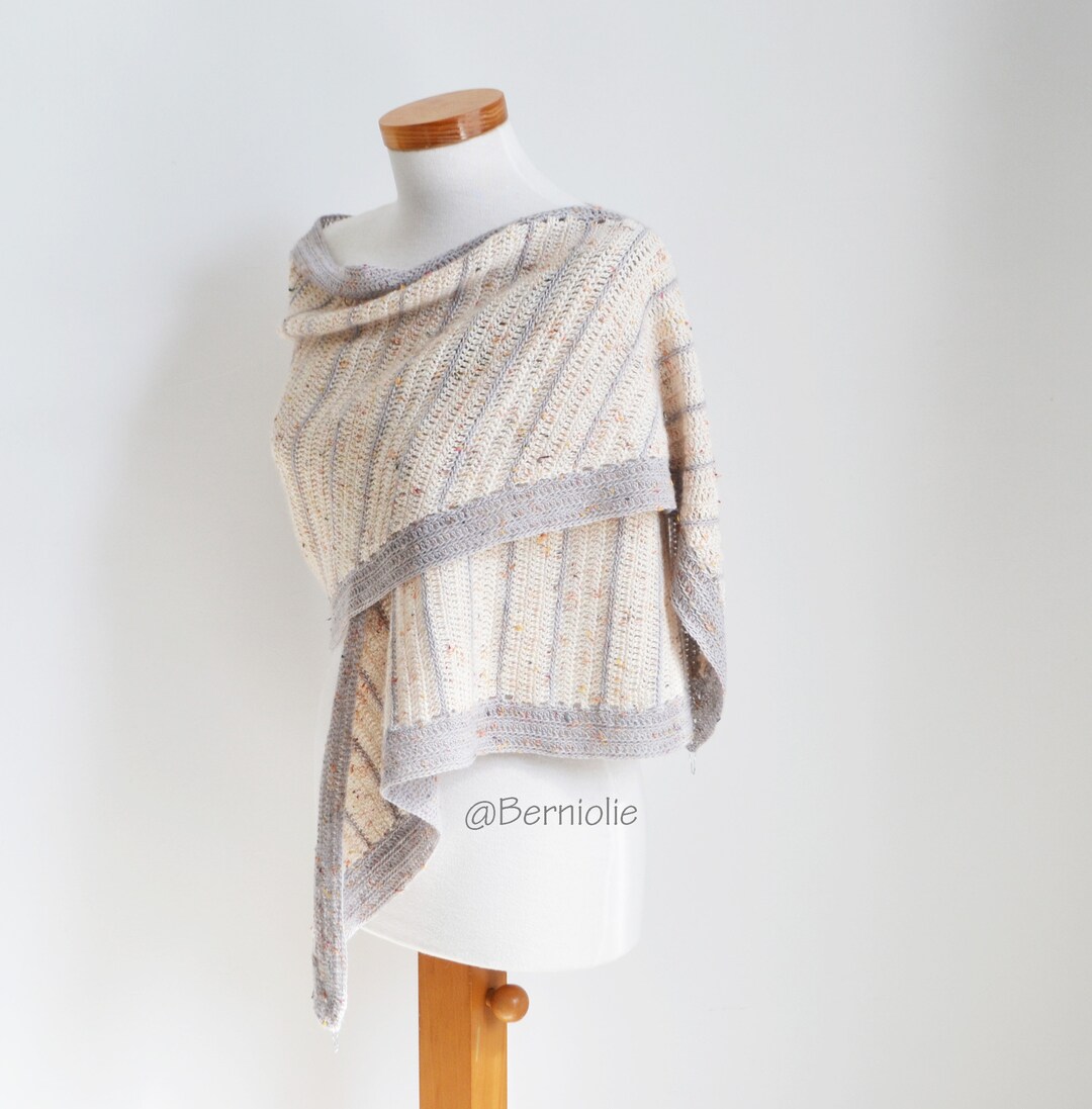 Crochet Shawl Pattern - CHLOE, Crochet Wrap Scarf, Striped Wrap ...
