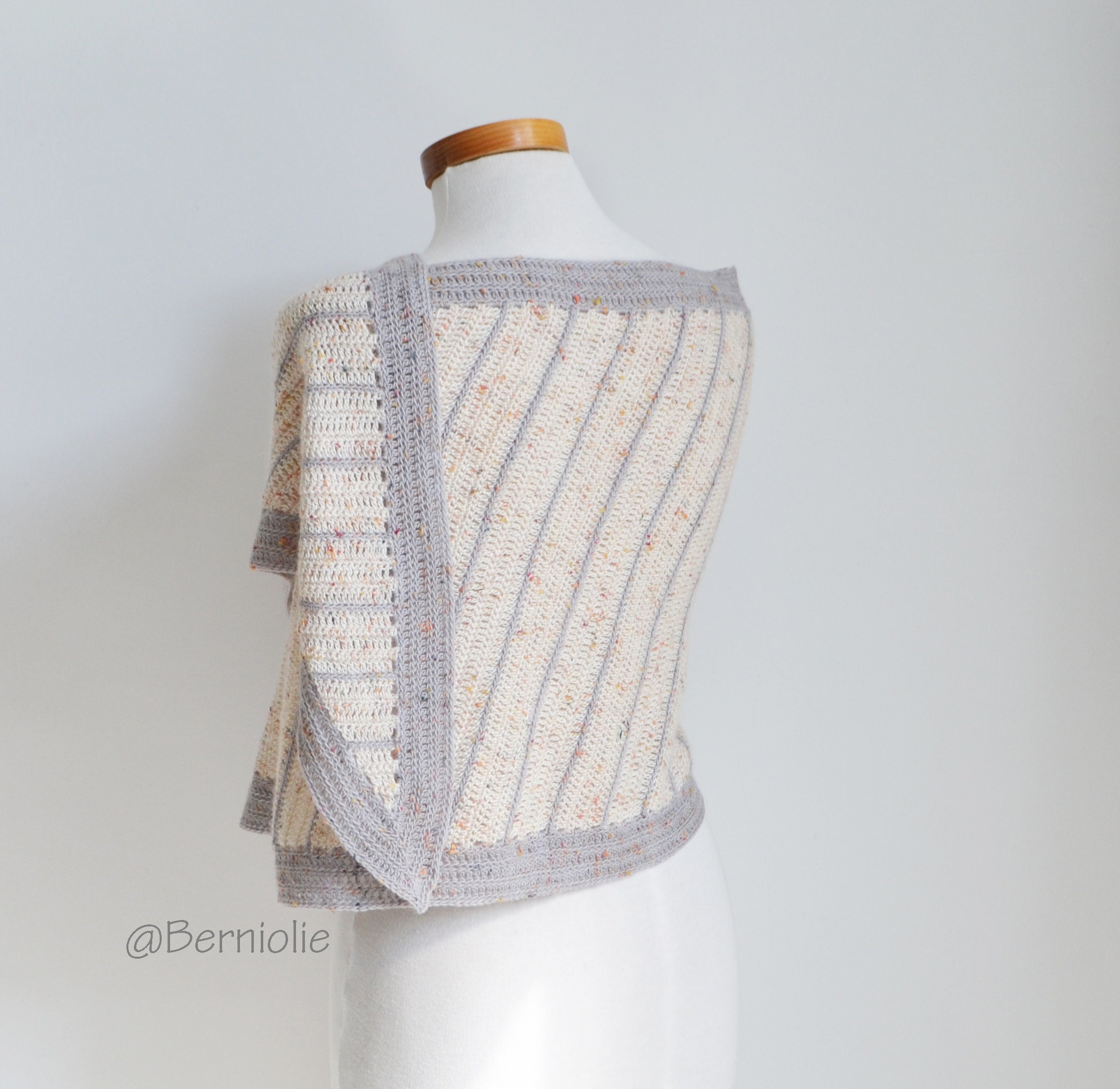 Crochet Shawl Pattern - CHLOE, Crochet Wrap Scarf, Striped Wrap ...