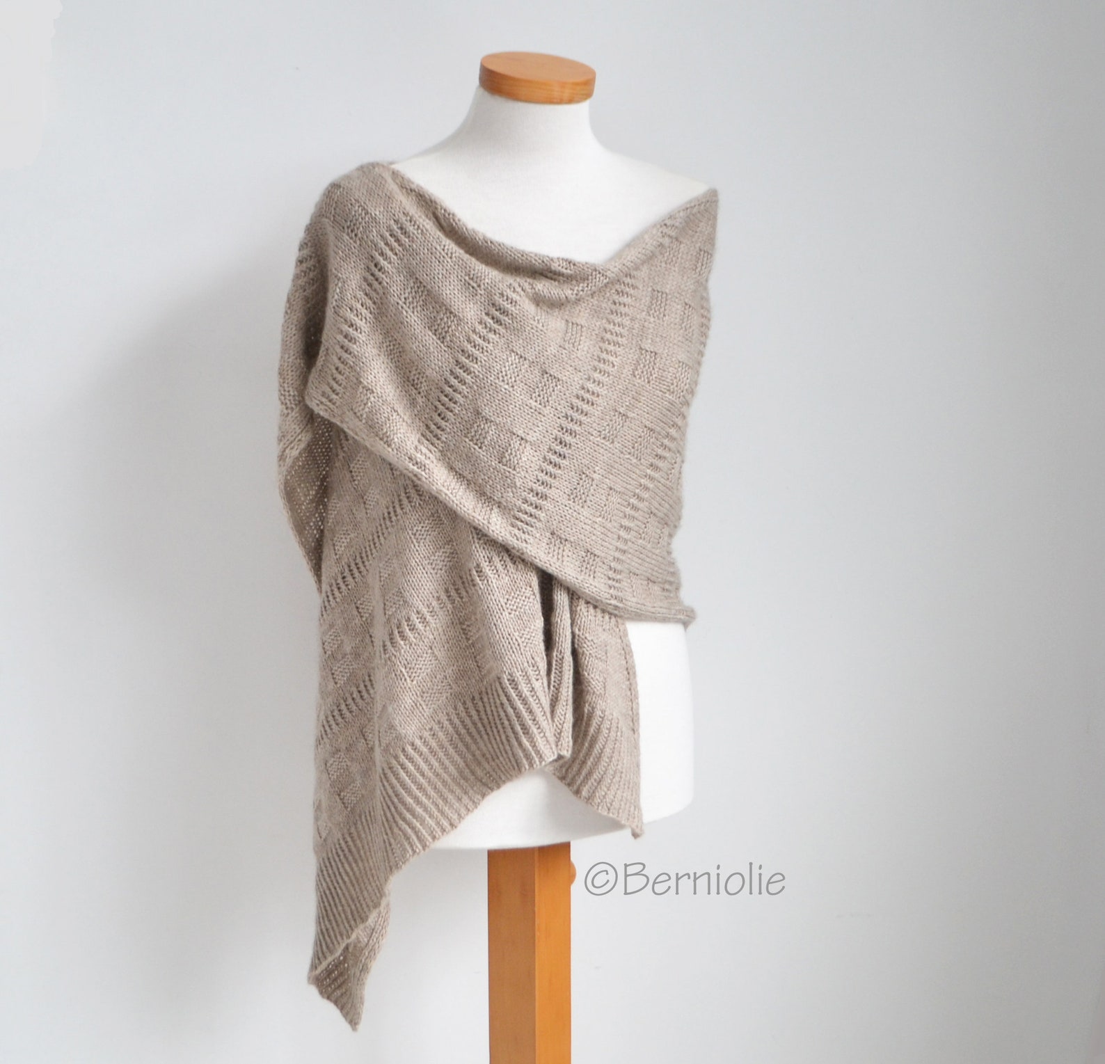 Knitted Shawl Pattern, TILES, Triangle Knitted Scarf, Worked Sideways ...