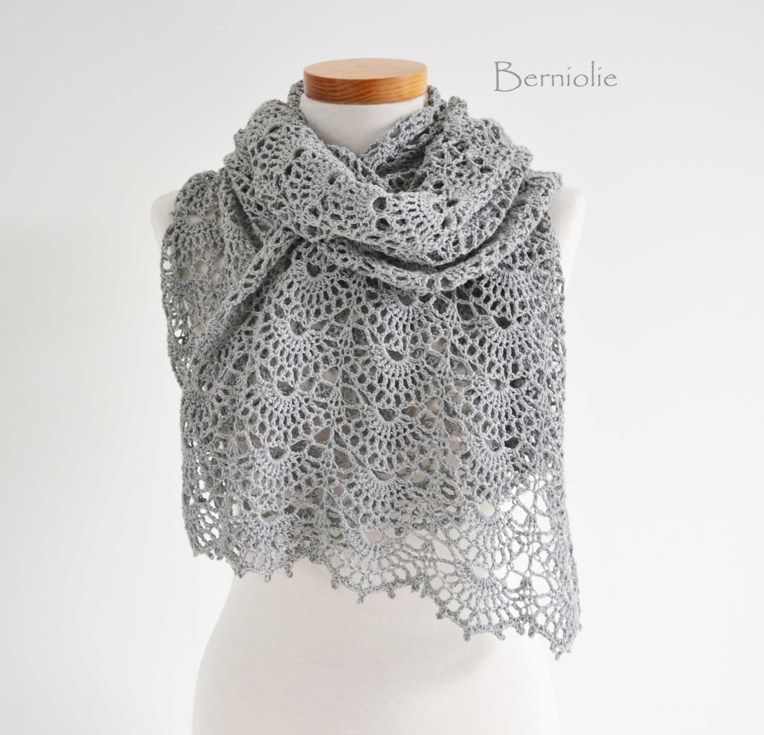 Crochet Shawl Pattern - SILVER, Lace Crochet Wrap, Rectangle Scarf ...