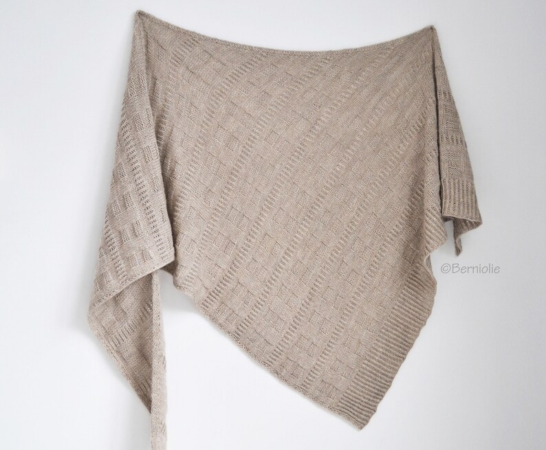 Knitted Shawl Pattern, TILES, Triangle Knitted Scarf, Worked Sideways ...