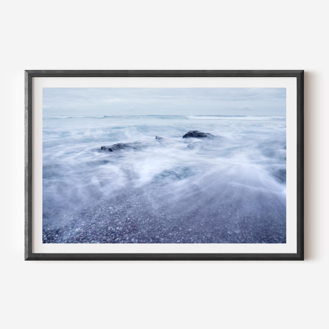 Minimal Seascape Wall Art – Ethereal Ocean Fine Art Print, Calm Coastal ...