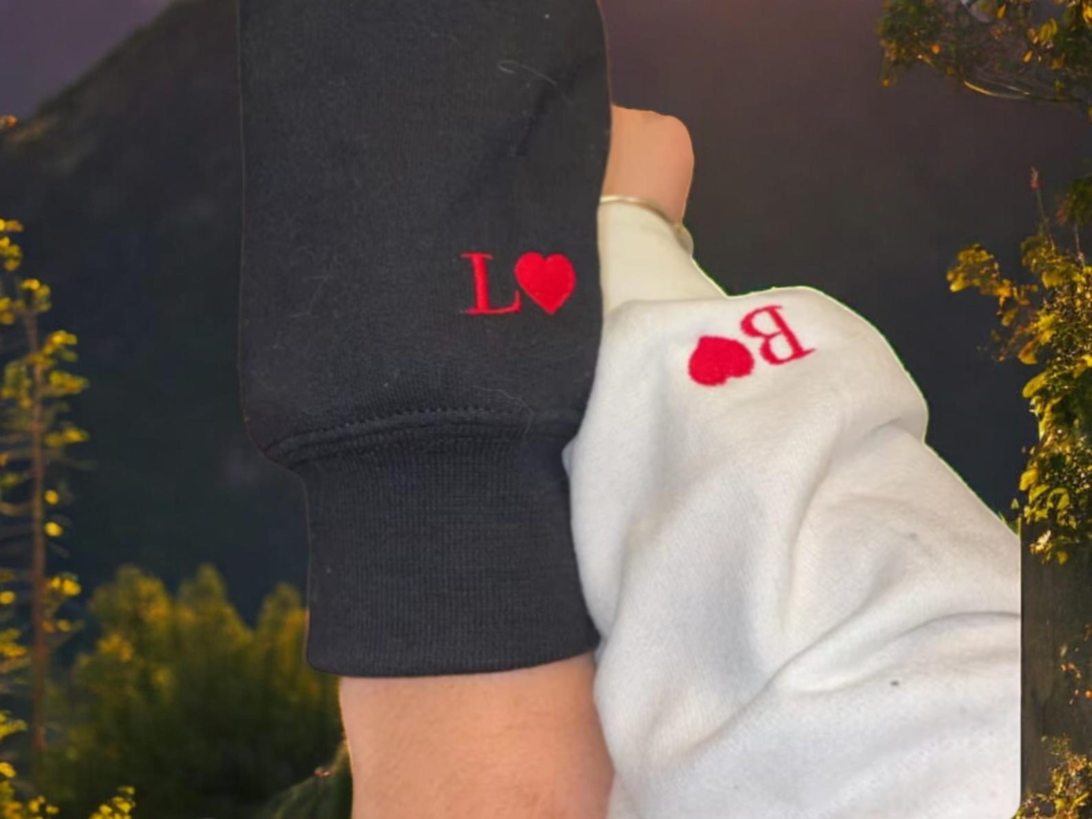 Custom Matching Couple Hoodies Personalized Initial & Heart Embroidered ...