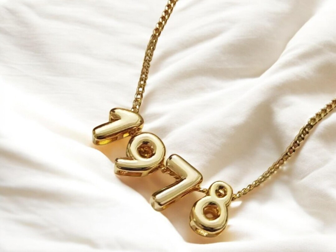 Personalized 3D Bubble Digital Necklace, Stainless Steel Balloon Number ...