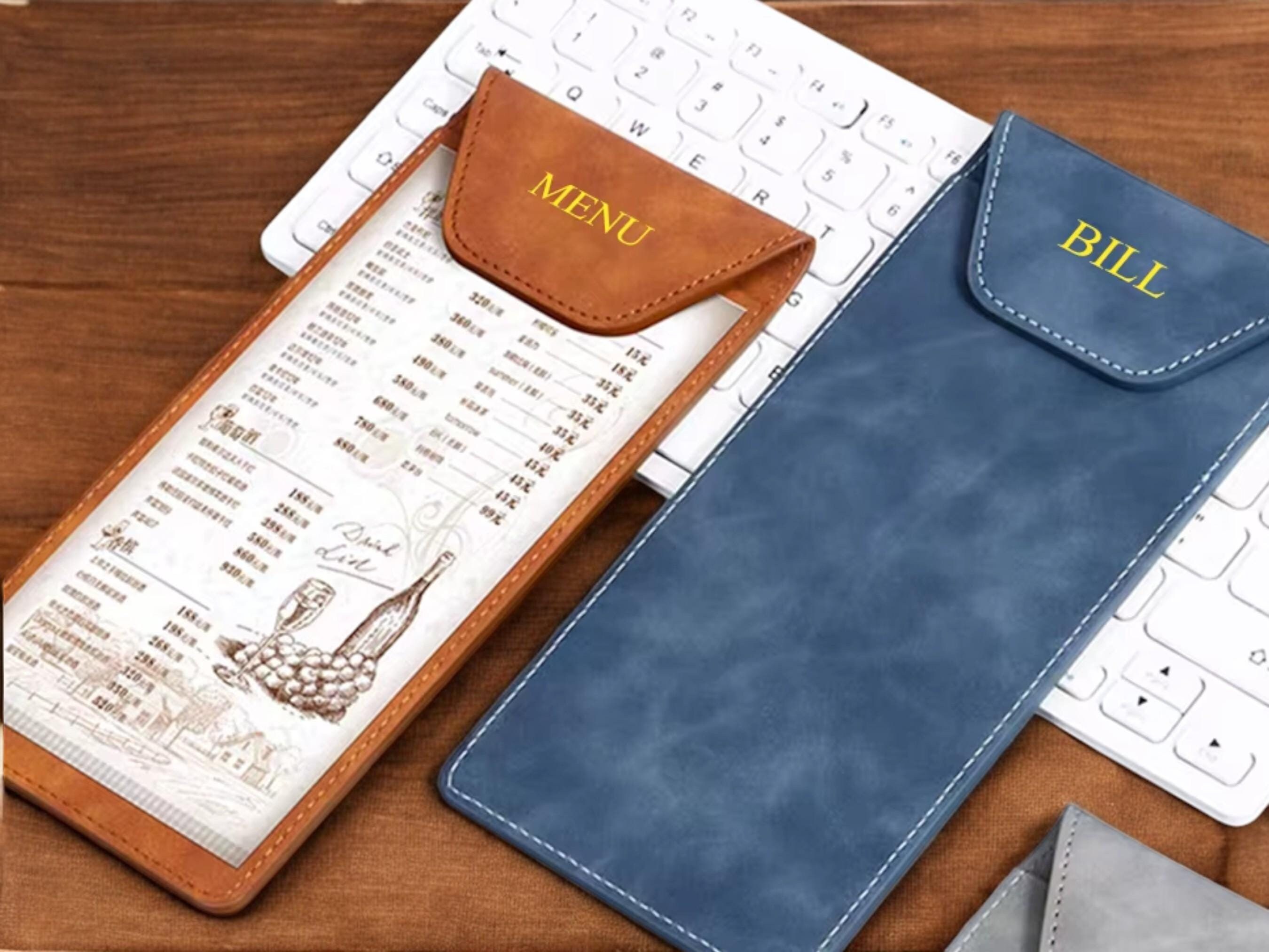 Custom PU Leather Menu Clipboard – Engraved Logo Order Pad & Bill ...