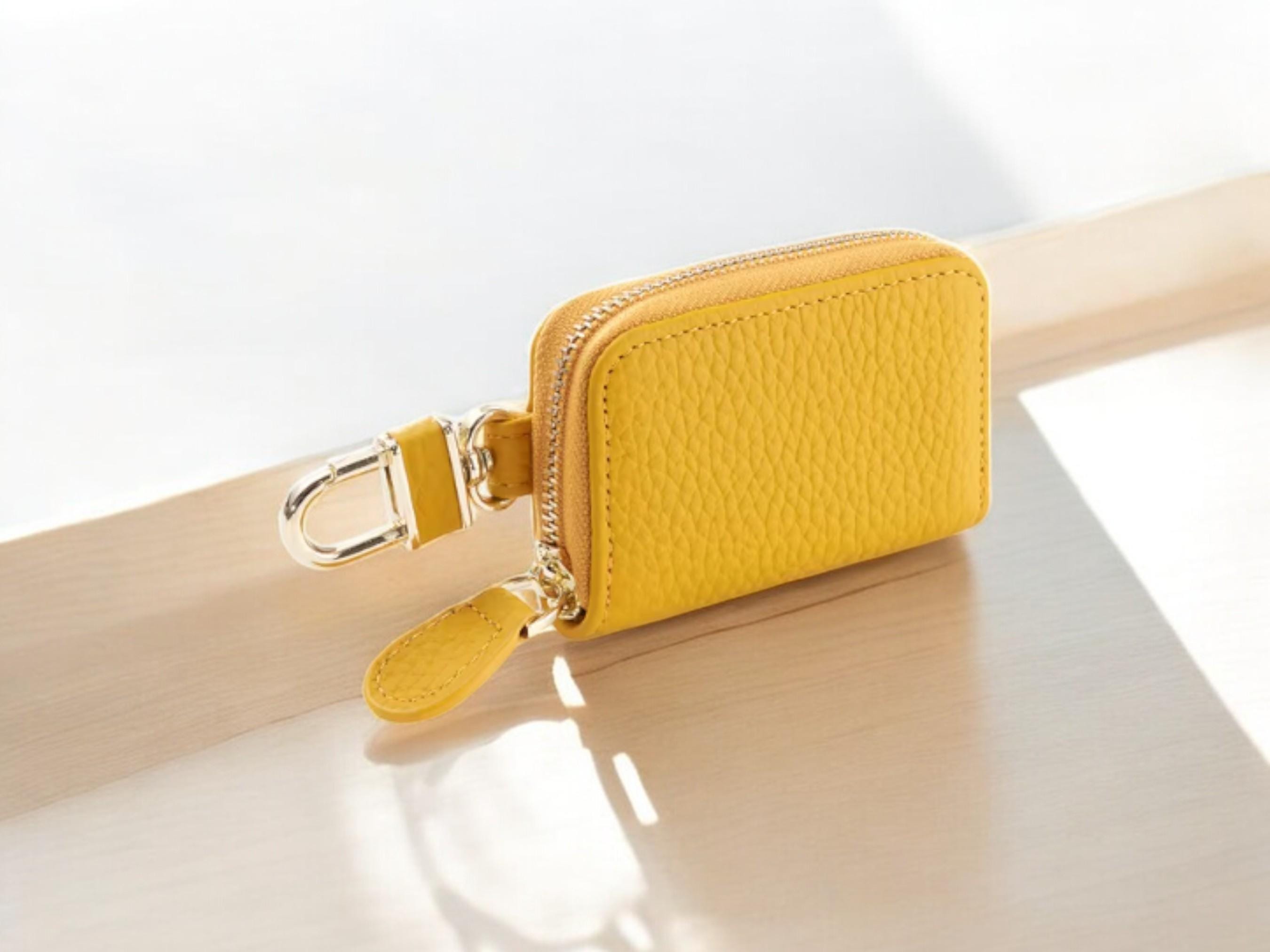 Custom Real Leather Key Wallet With Initials Compact Zipper Keychain ...