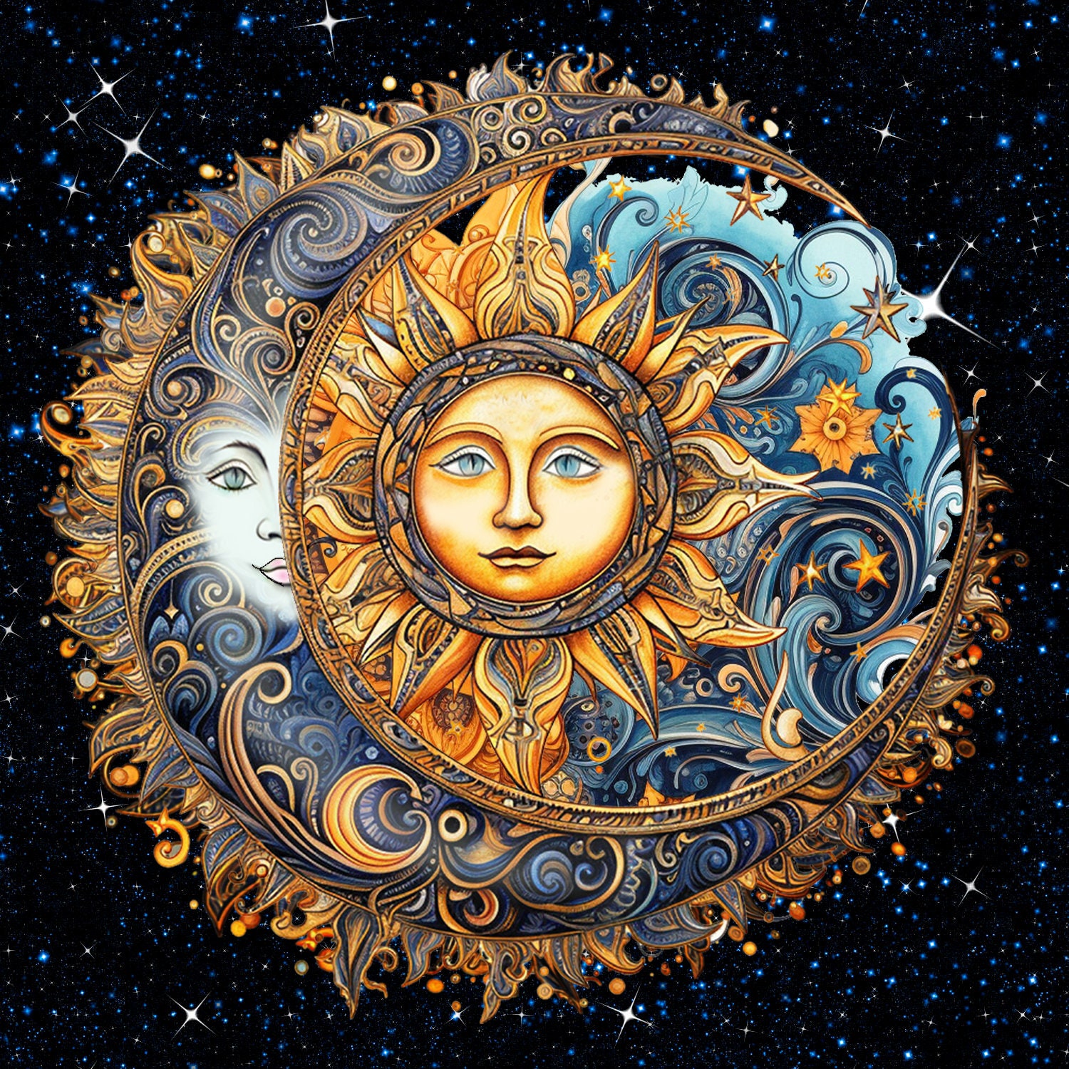 Sun and Moon Print, Digital-download, Wall Art Printable, Celestial ... Sun and Moon Print, Digital-download, Wall Art Printable, Celestial ...