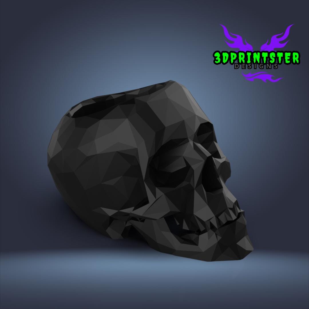 Low Poly Skull Bowl STL File | 3D Printable Design for Unique Decor ...