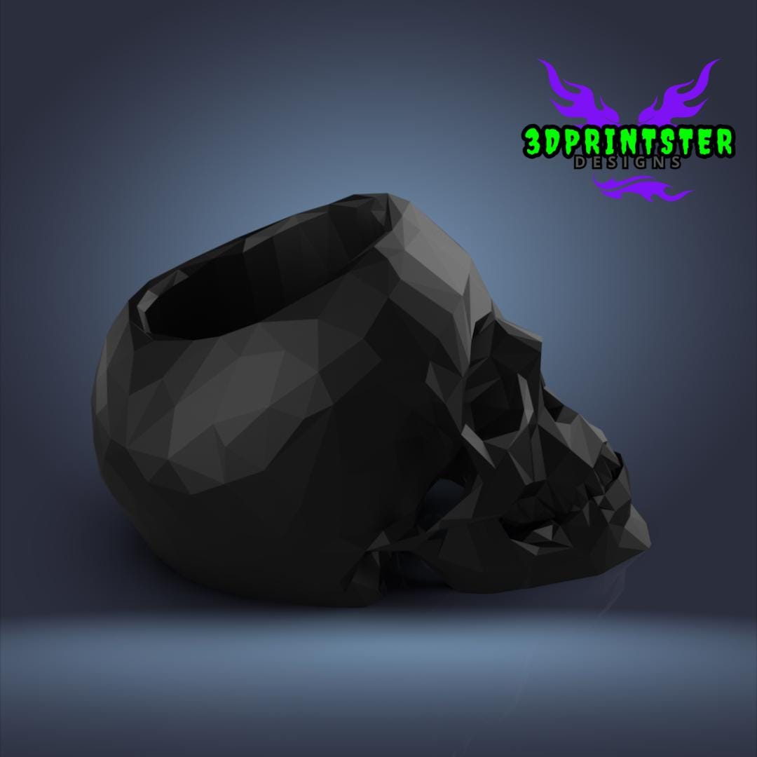 Low Poly Skull Bowl STL File | 3D Printable Design for Unique Decor ...