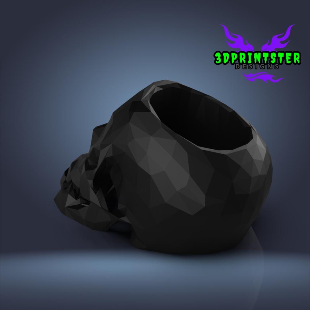 Low Poly Skull Bowl STL File | 3D Printable Design for Unique Decor ...