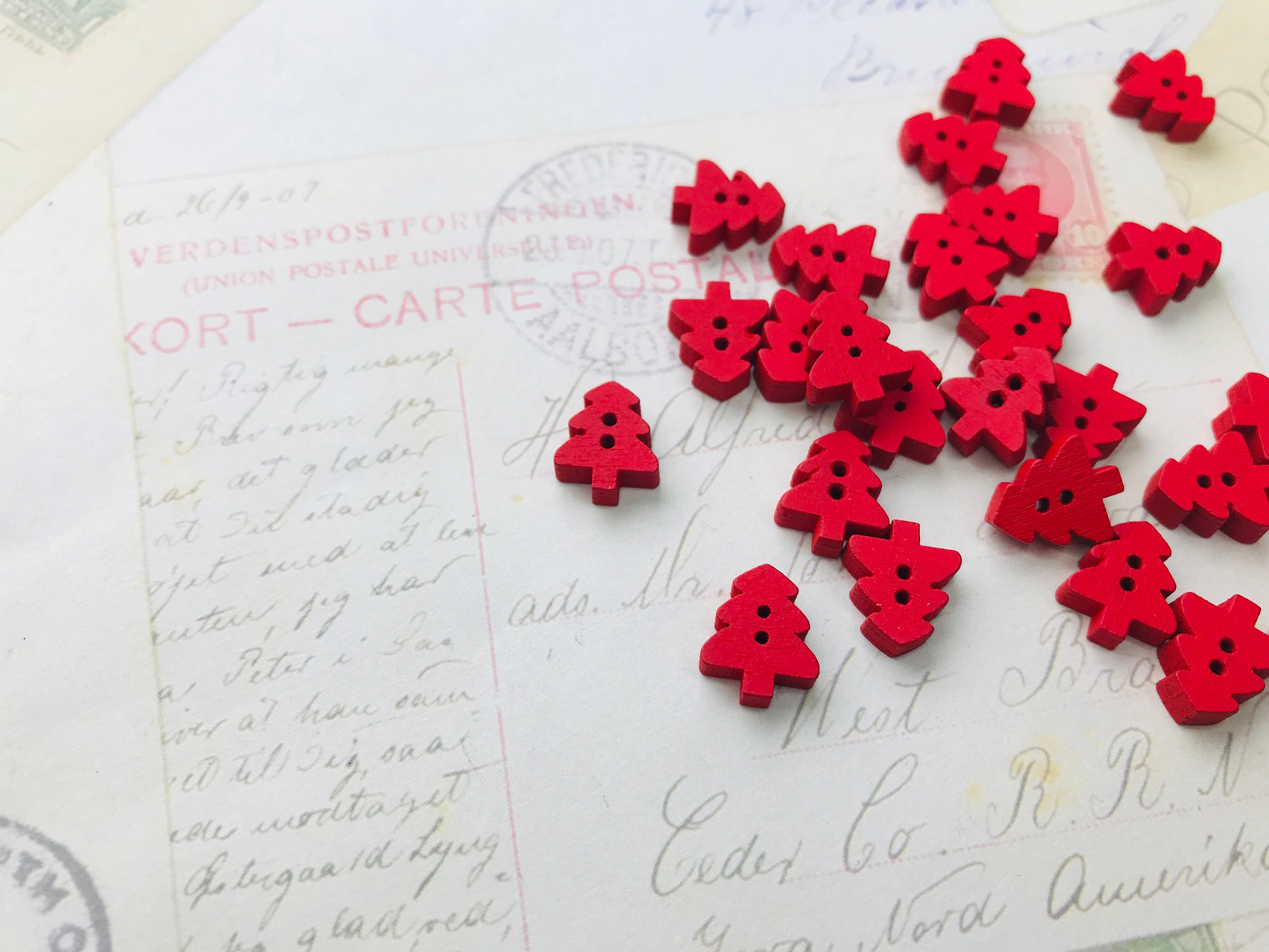 Wooden Buttons RED Christmas Tree Buttons 12mm Pack of 10 - Etsy Australia