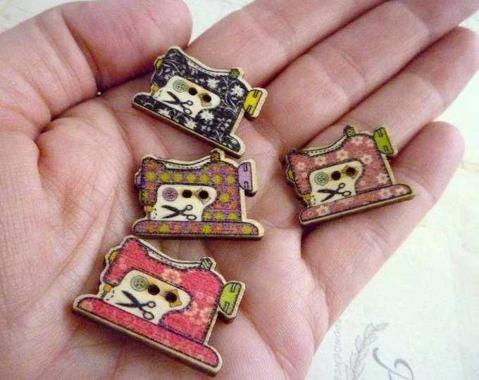 Wooden Buttons Colourful Sewing Machine Buttons 25mm Two | Etsy